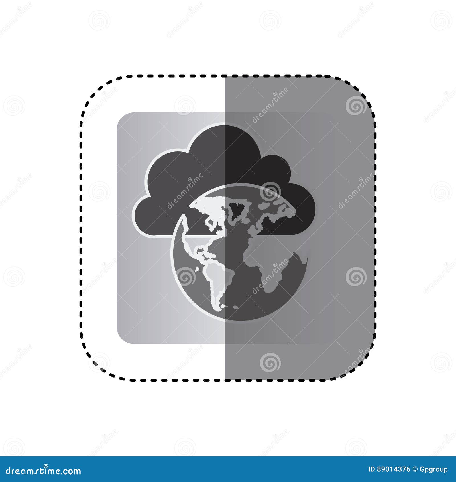 Gray Cloud Data Global Network Icon Stock Illustration - Illustration ...