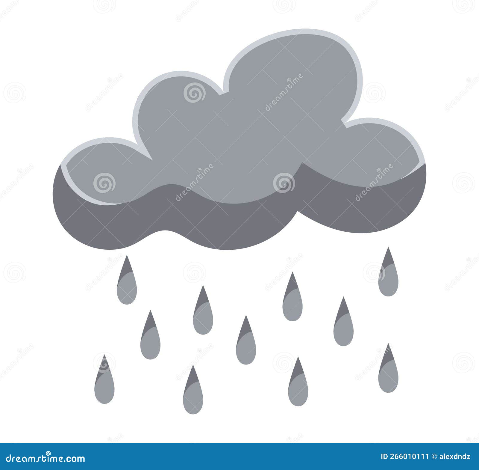 Gray Cloud with Falling Drops, Downpour and Rain. Weather Forecast ...