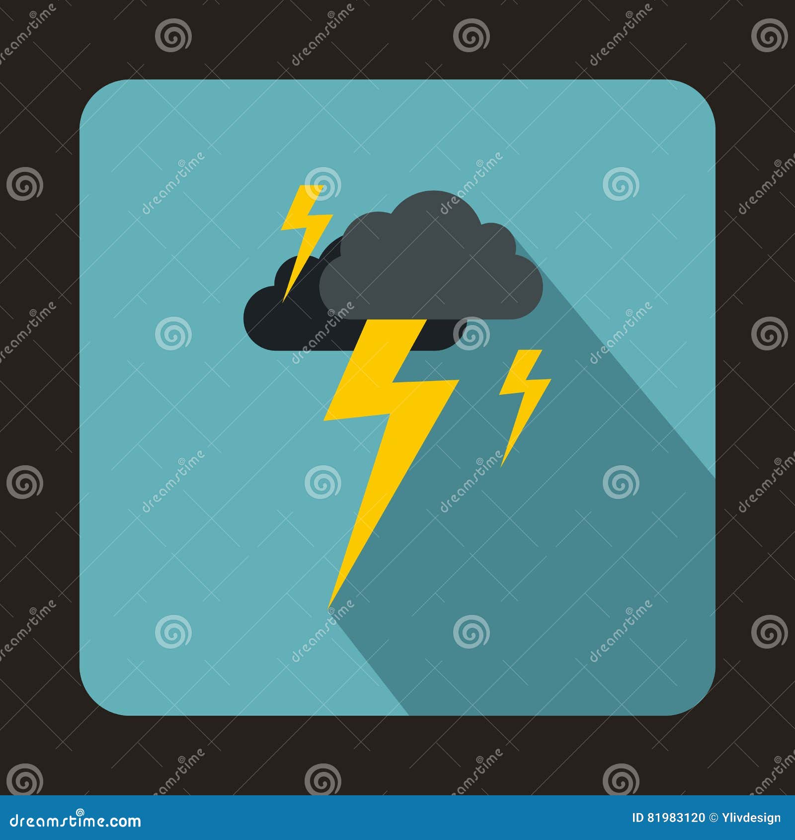 Gray Cloud and Lightning Icon, Flat Style Stock Vector - Illustration ...