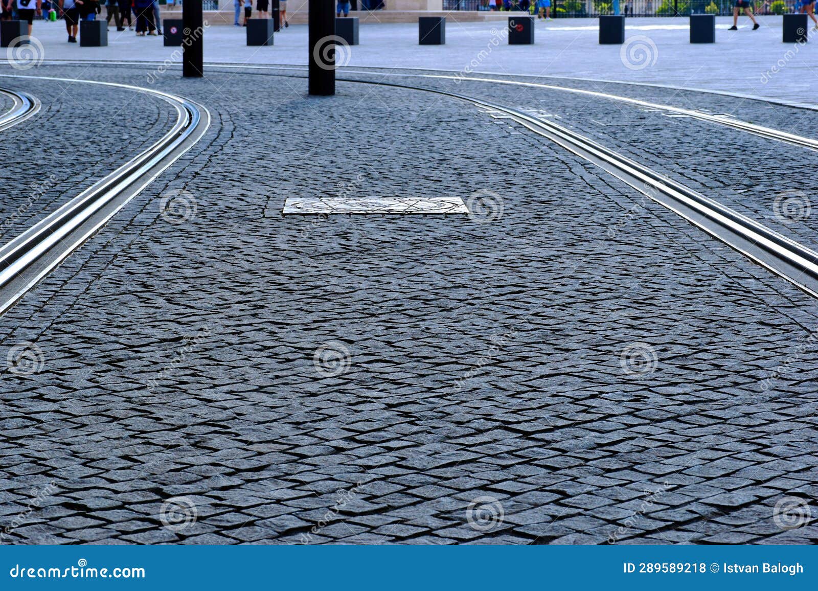 Gray Cobblestone Cube Granite Pavement. Rectangular Shaped Loosely Set ...