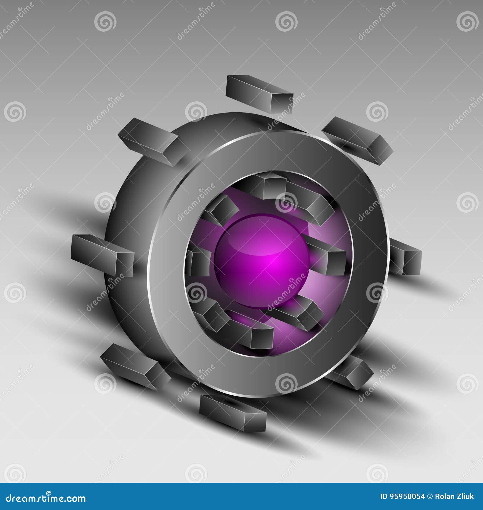 Gray cog with purple core stock vector. Illustration of mechanical ...