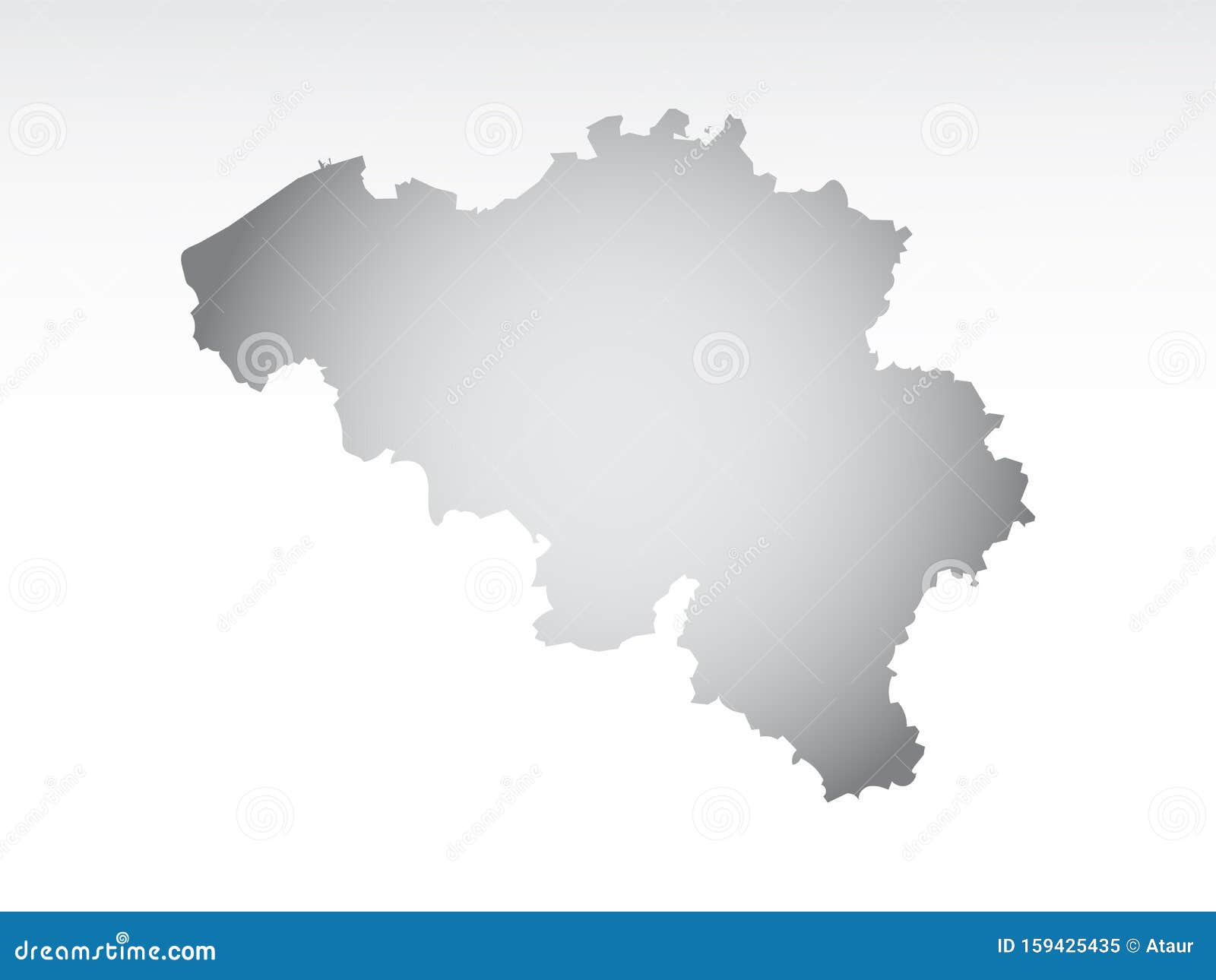 Gray Color Belgium Map with Dark and Light Effect Vector on Light ...