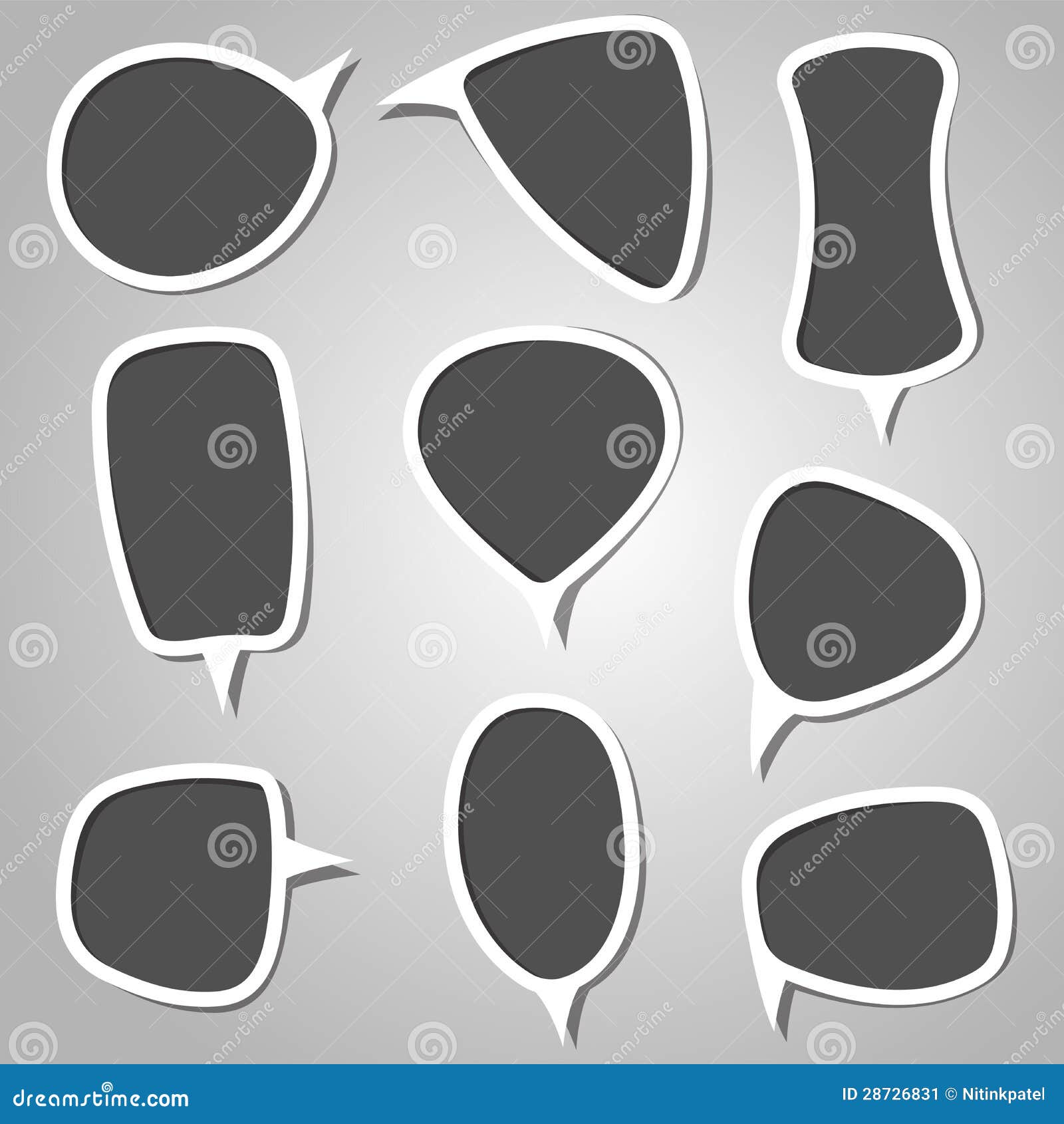 Gray Color Calligraphic Speech Bubbles Stock Vector - Illustration of ...