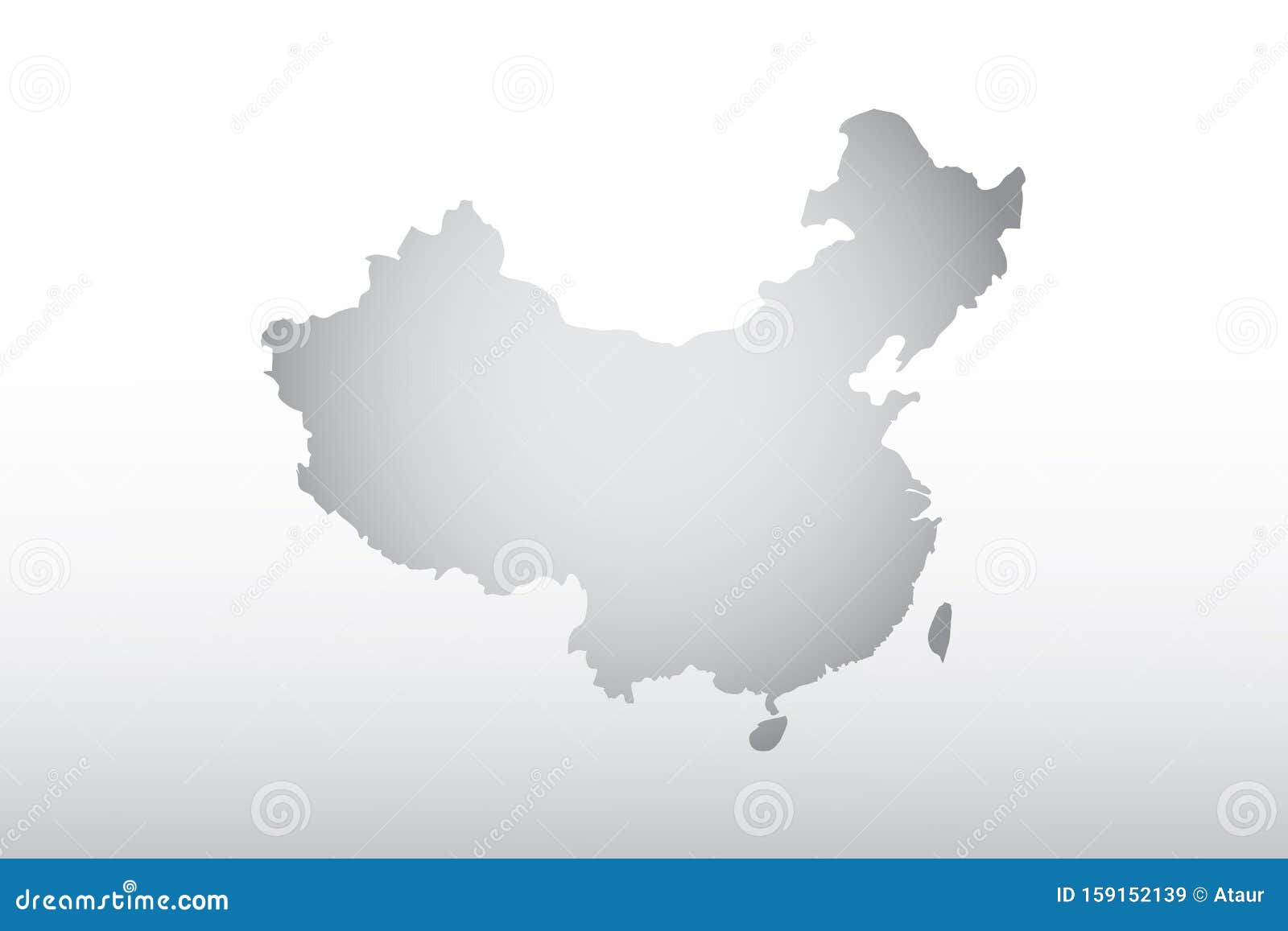Gray Color China Map with Dark and Light Effect Vector on Light ...