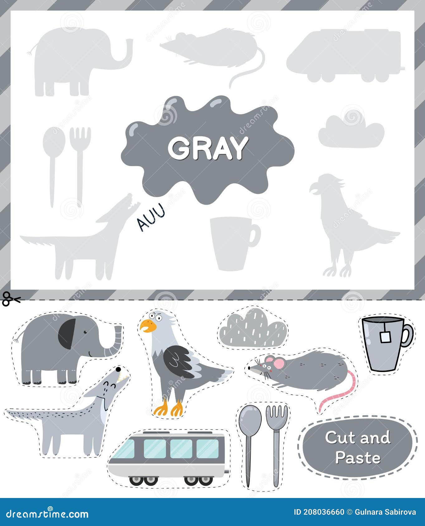 Gray Color Shades Swatches Palette With Names Cartoon Vector ...