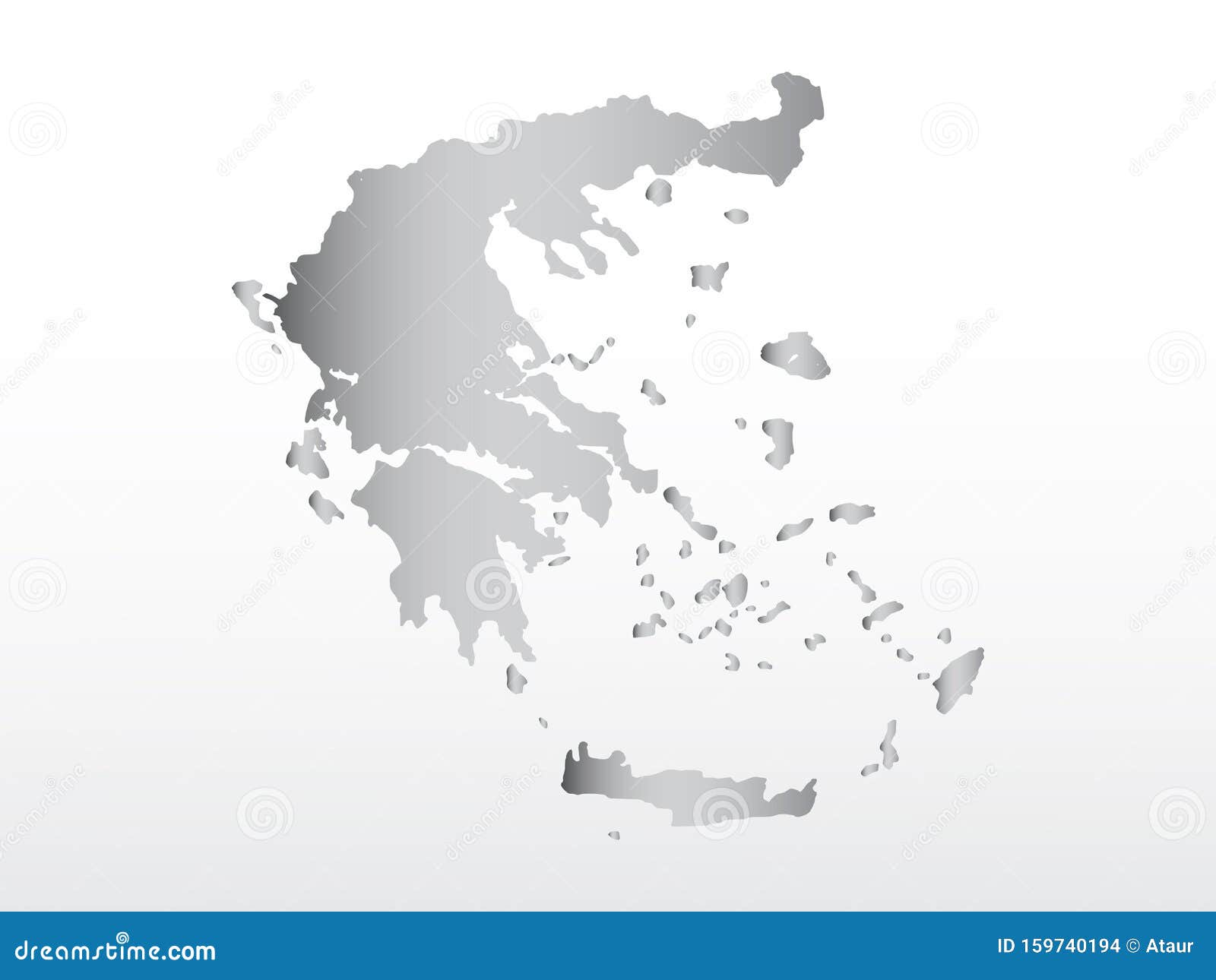 Gray Color Greece Map with Dark and Light Effect Vector on Light ...