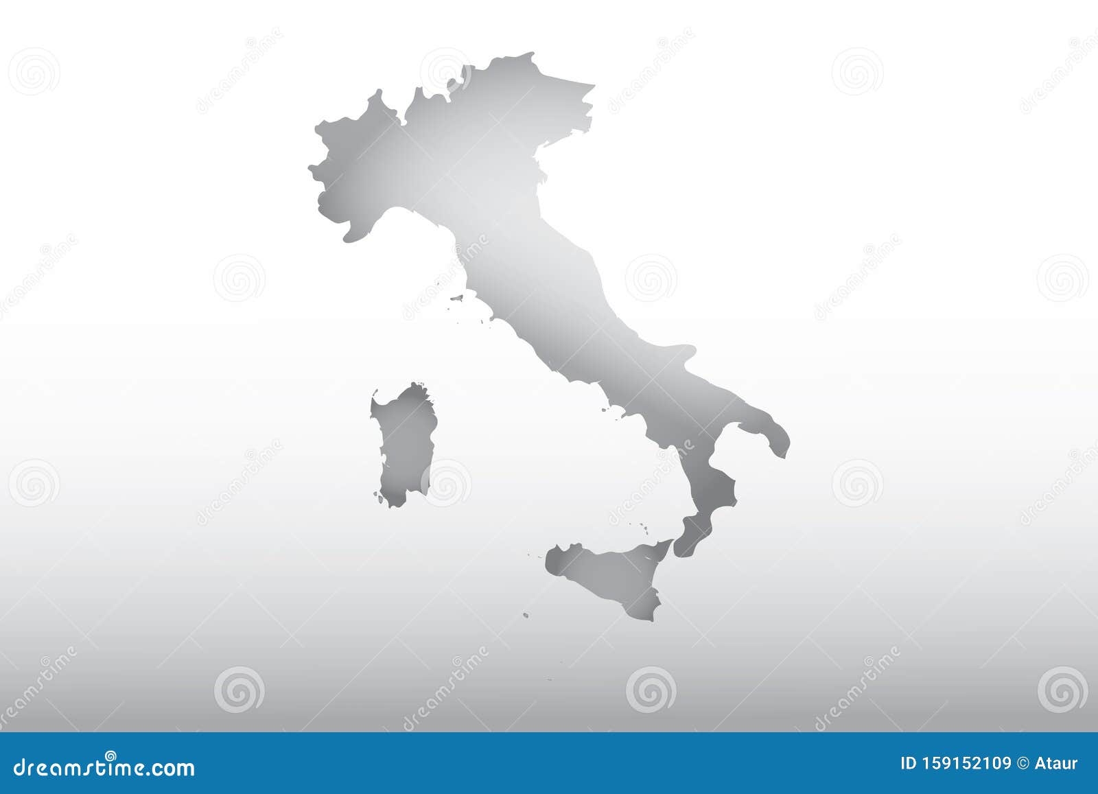 Gray Color Italy Map with Dark and Light Effect Vector on Light ...