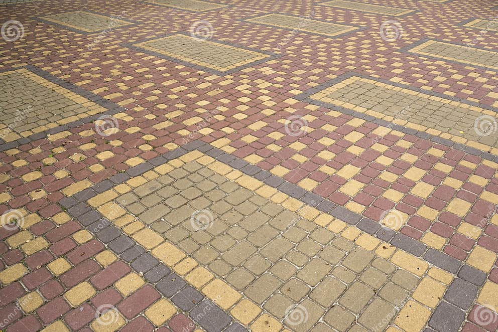 Colored Pavement Tiles Lined Stock Image - Image of design, material ...