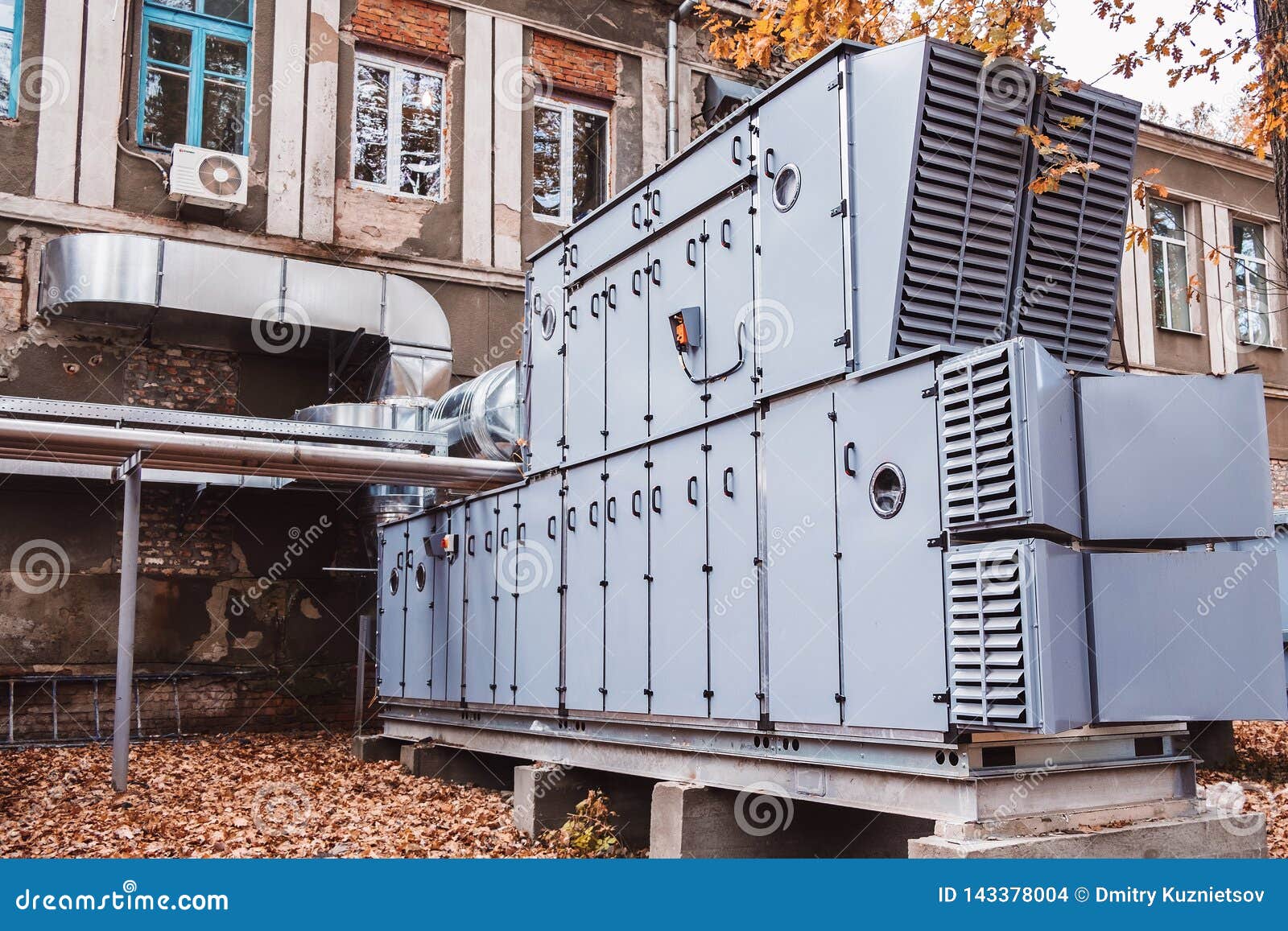 Gray Commercial Central Air Handling Unit with Cooling Coil Stock Photo ...