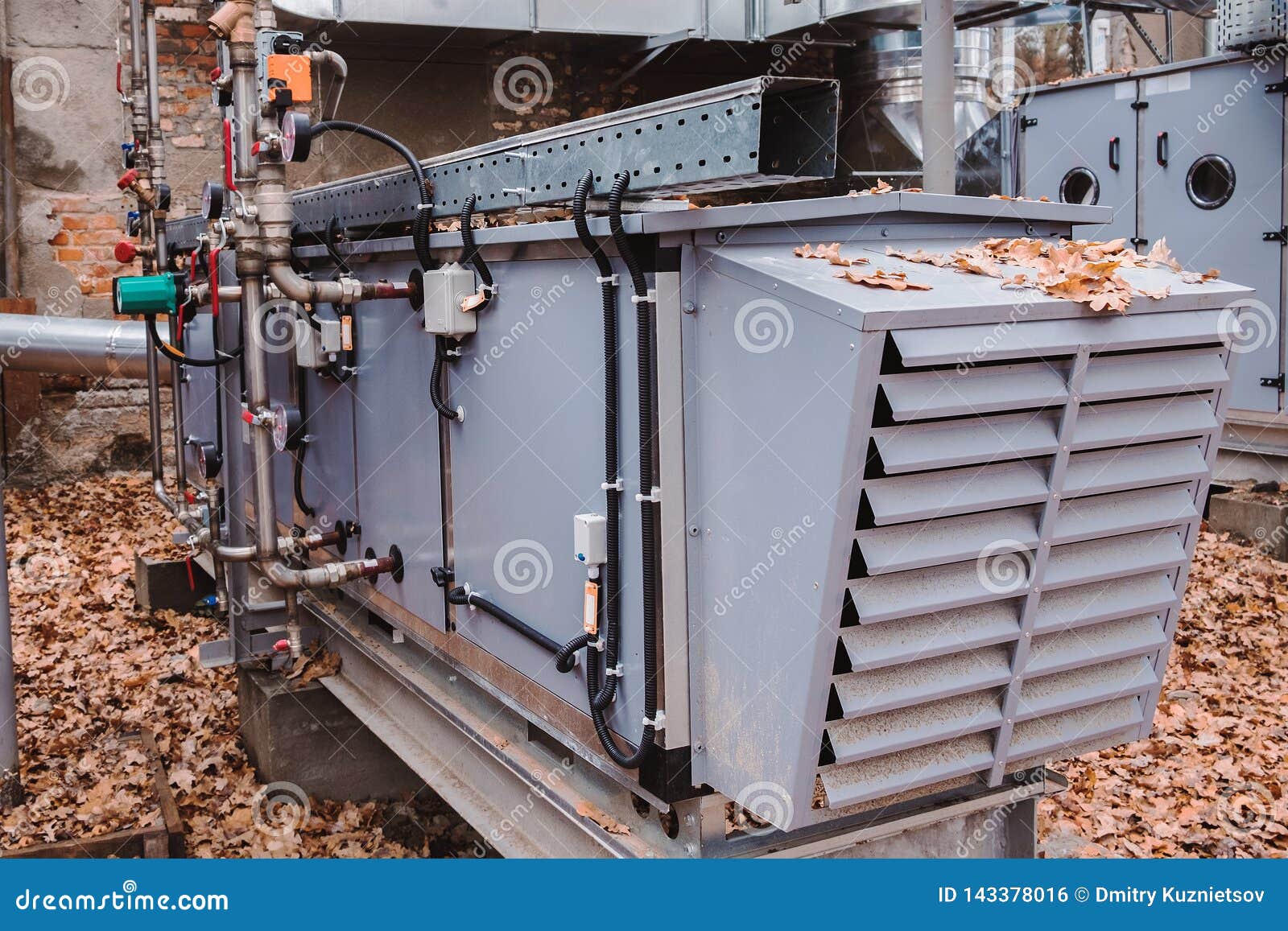 Gray Commercial Central Air Handling Unit with Cooling Coil Stock Photo ...