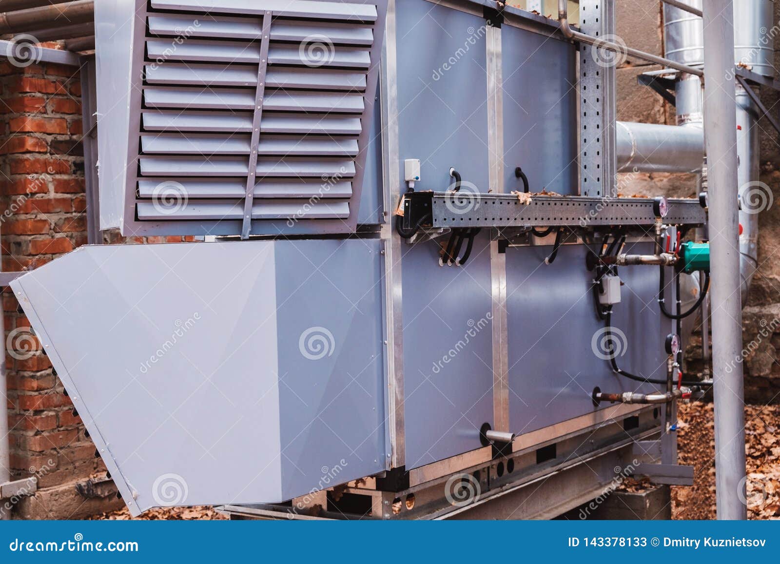Gray Commercial Central Air Handling Unit with Cooling Coil Stock Image ...