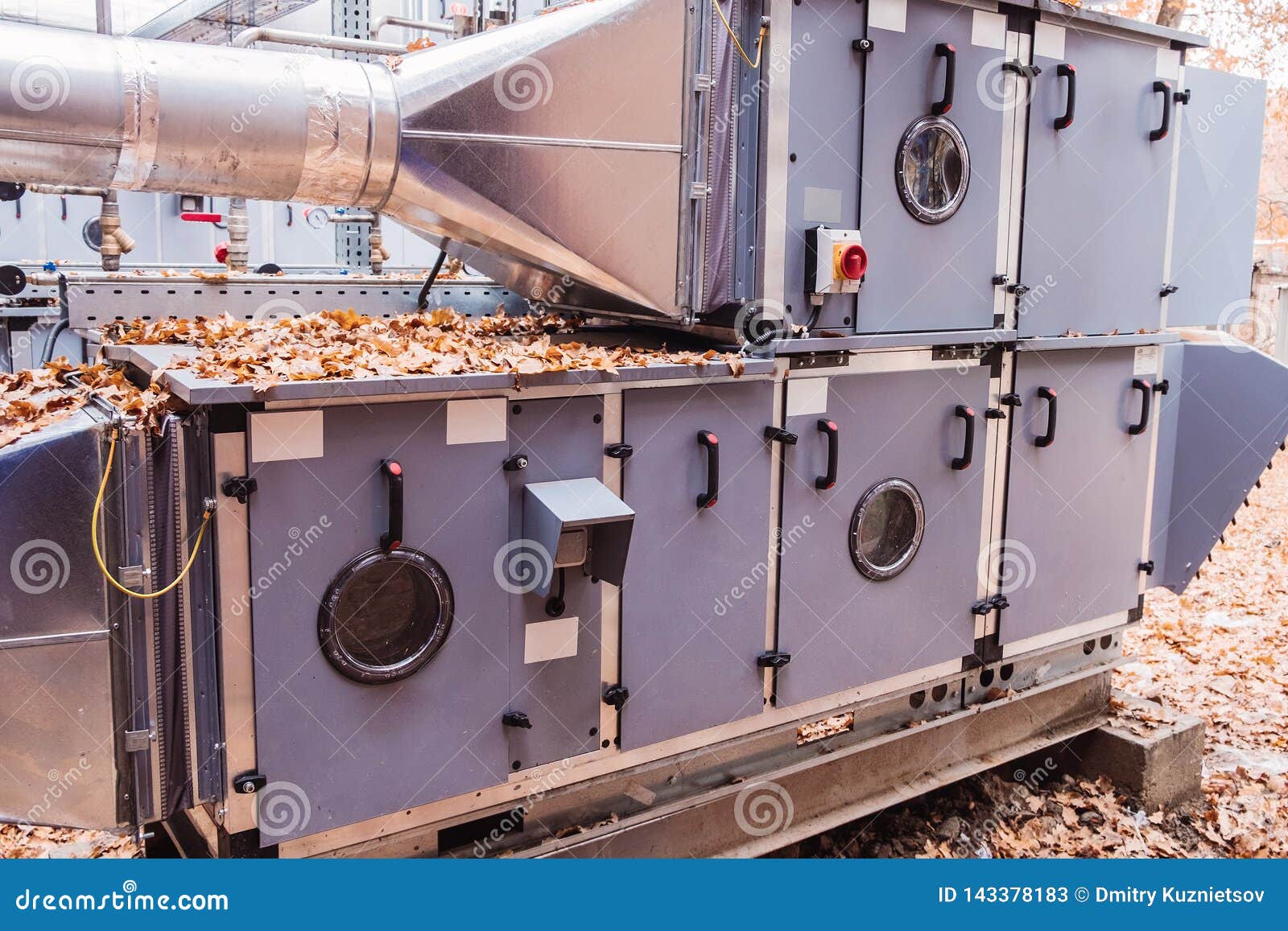 Gray Commercial Central Air Handling Unit with Cooling Coil Stock Image ...