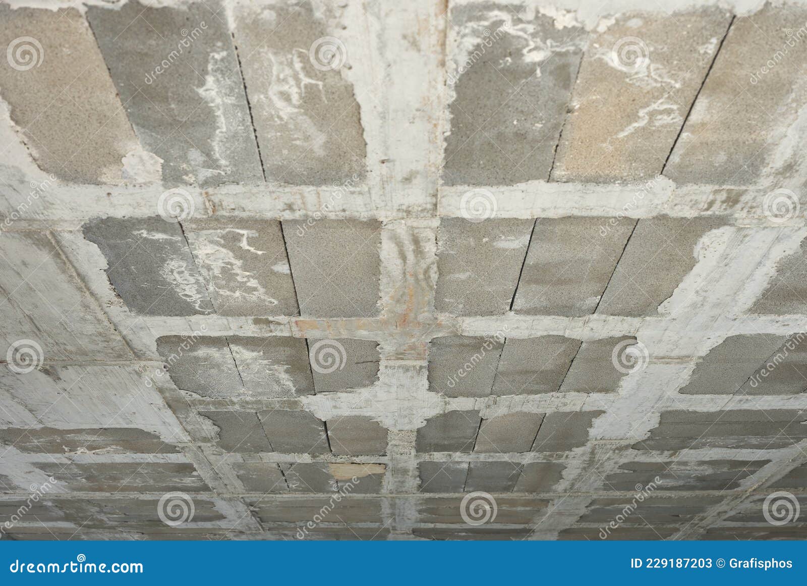 Gray Concrete Formwork Ceiling in a Building Under Construction Stock ...