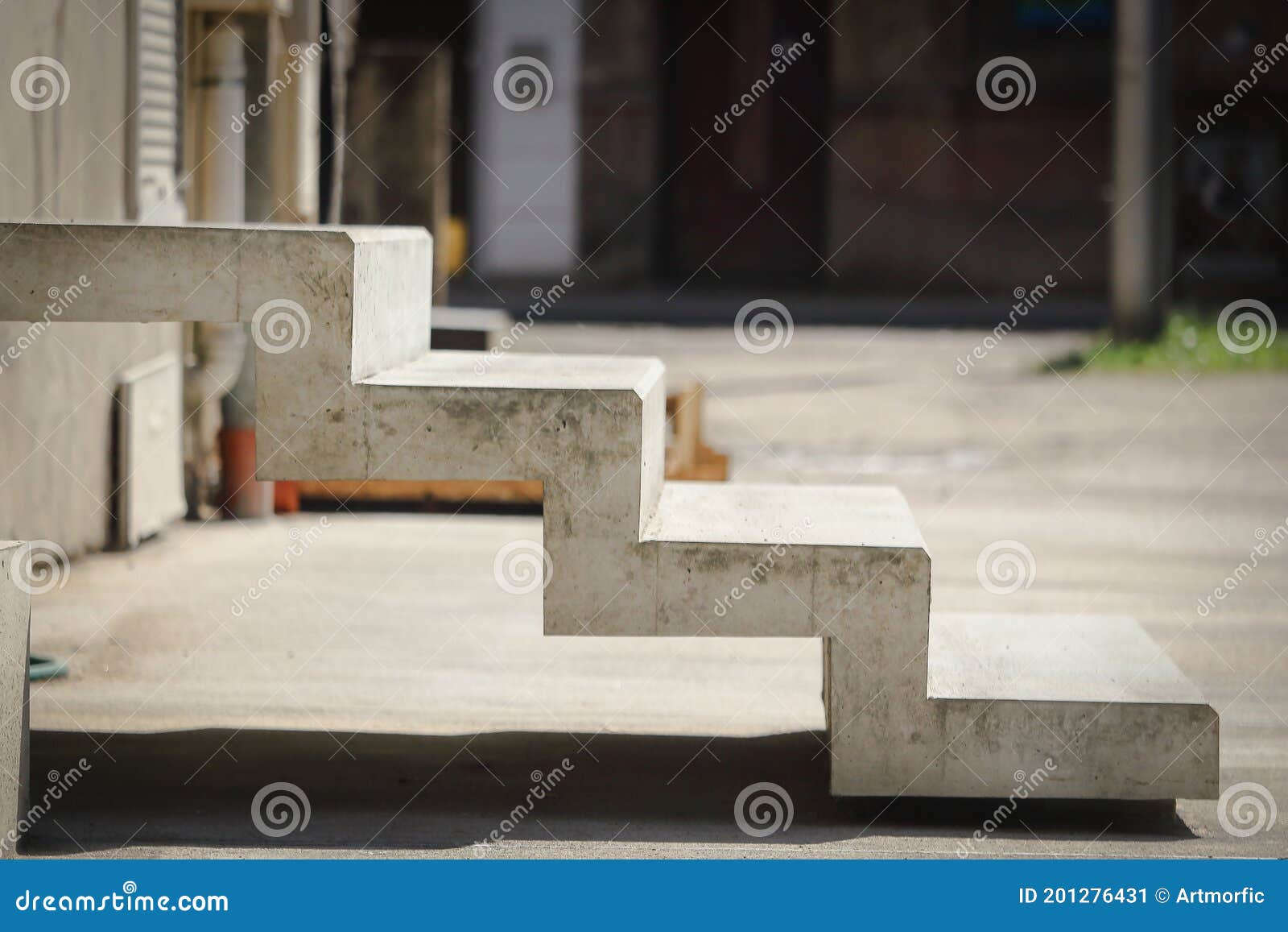 Gray Concrete Stairway Up without Railings with Deep Shadow Underneath ...