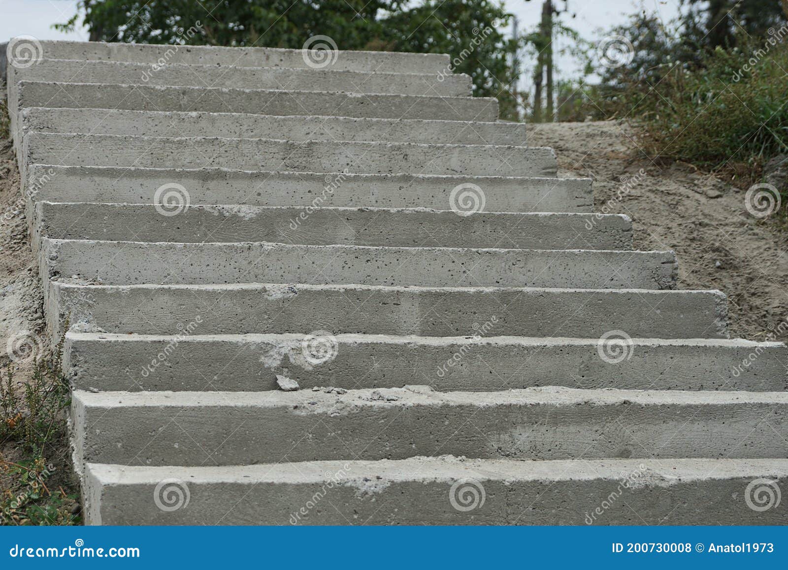 Gray Concrete Steps on a Long Stone Staircase Stock Photo - Image of ...