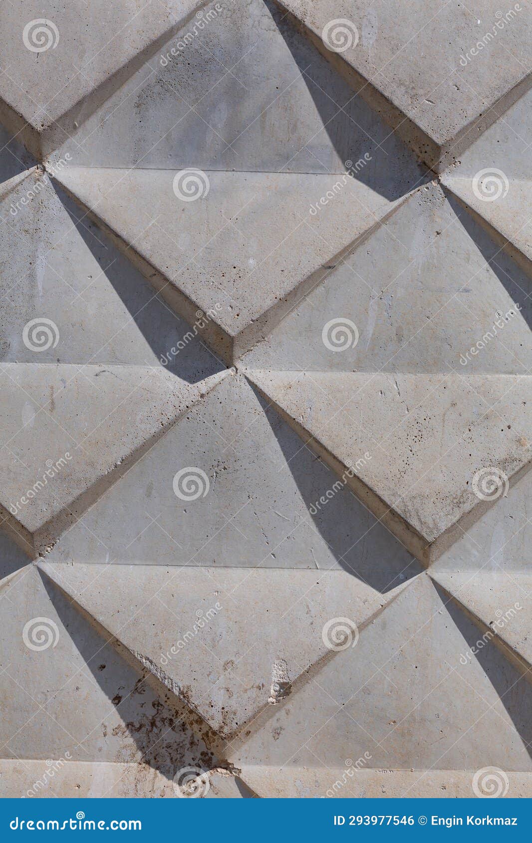Bare Concrete Wall Fragment with Triangular Relief Shape Stock Photo ...