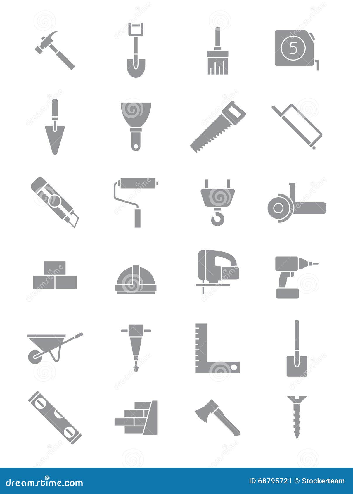 Gray Construction Icons Set Stock Vector - Illustration of collection ...