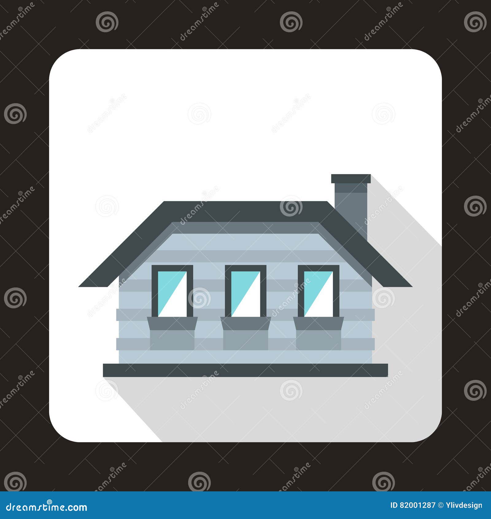 Gray Cottage Icon in Flat Style Stock Vector - Illustration of gray ...