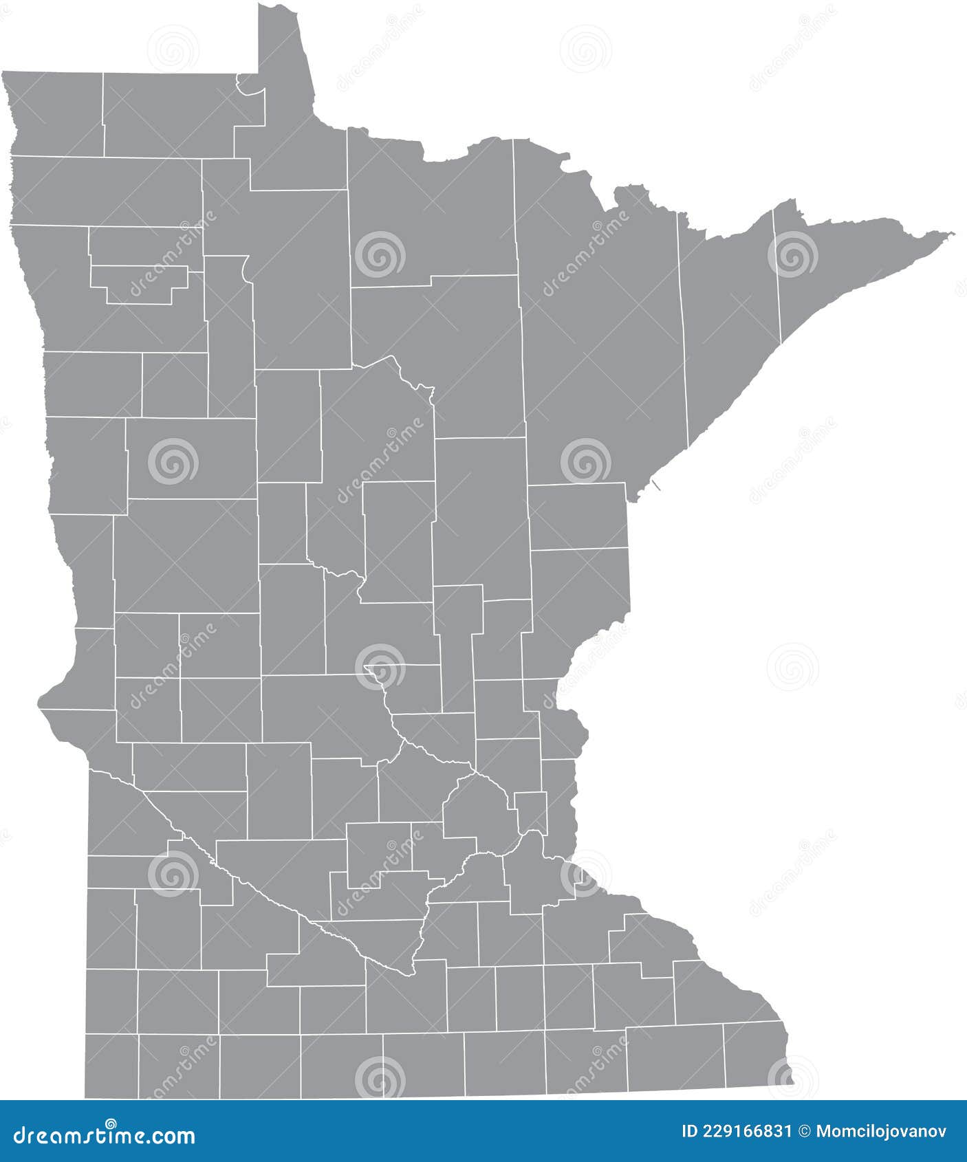 Gray Counties Map of Minnesota, USA Stock Vector - Illustration of icon ...
