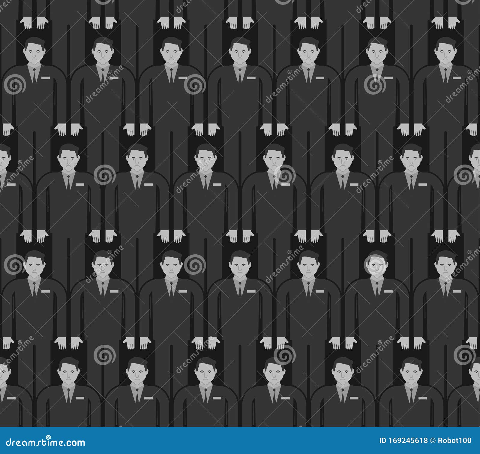 Crowd Pattern. People Faces Seamless Texture. Line Diverse Man Woman ...