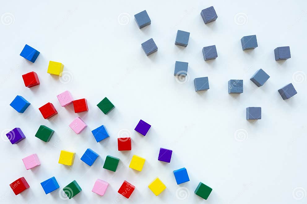 Gray Cubes and Multi-colored Ones As a Symbol of Diversity. Stock Photo ...