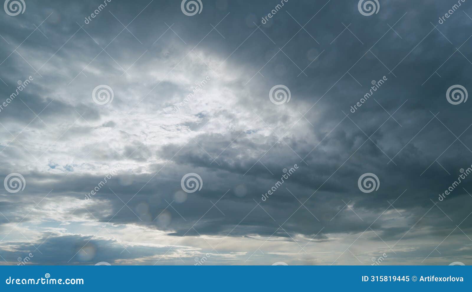 Gray Cumulus Rain Dark Clouds Panoramic View. Massive Dark Rain Storm ...