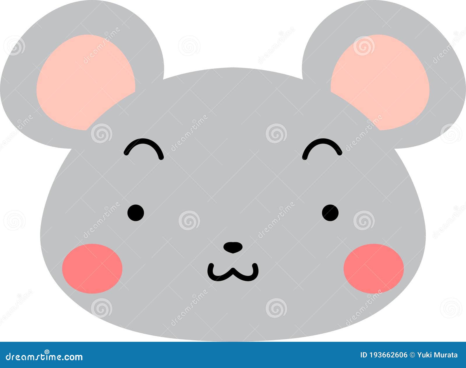 Gray Cute mouse face stock vector. Illustration of charm - 193662606