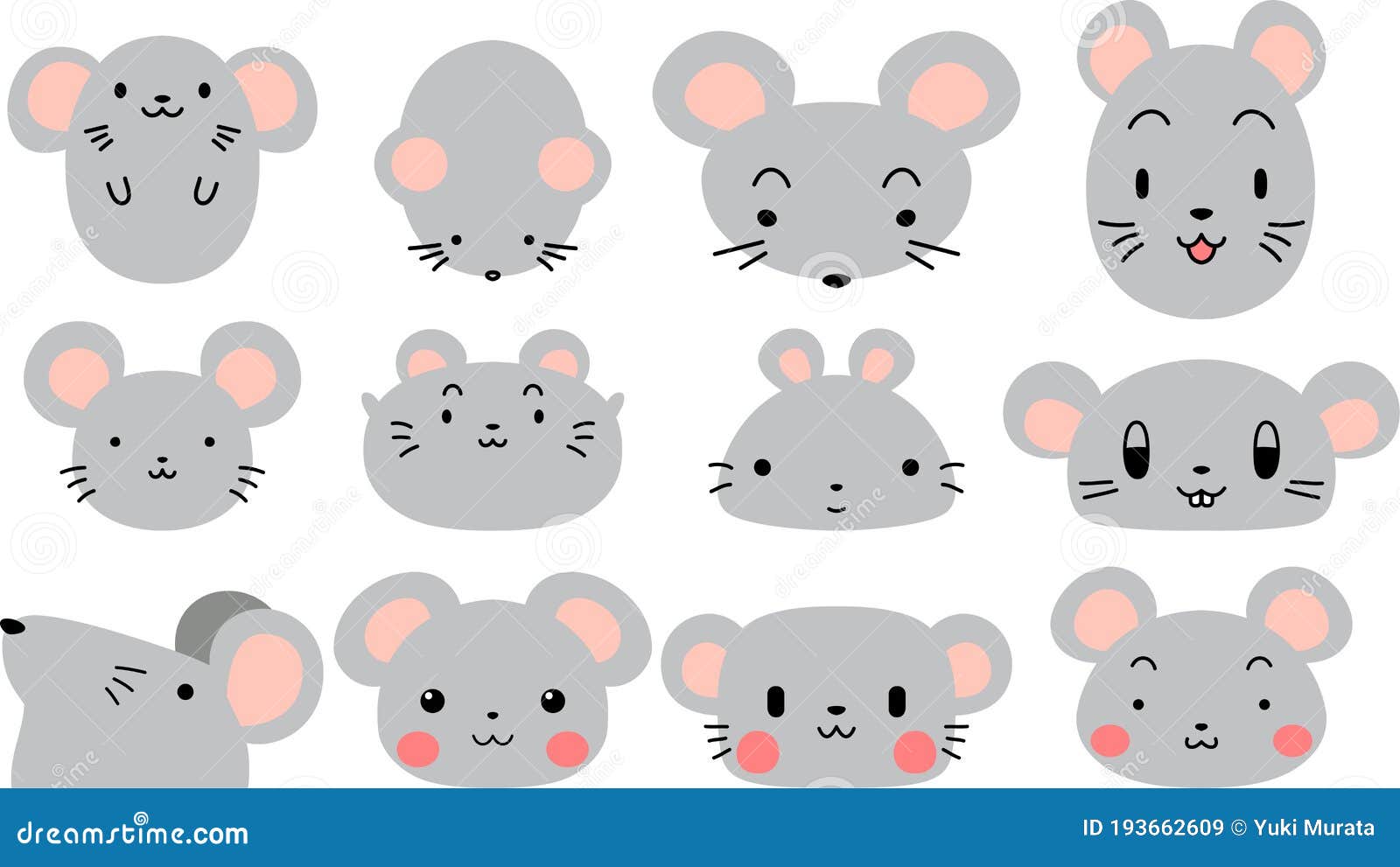 Gray Cute mouse face stock vector. Illustration of material - 193662609