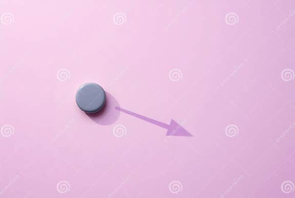 Gray Disc with Arrow Shadow: Minimalist Pink Composition Stock ...