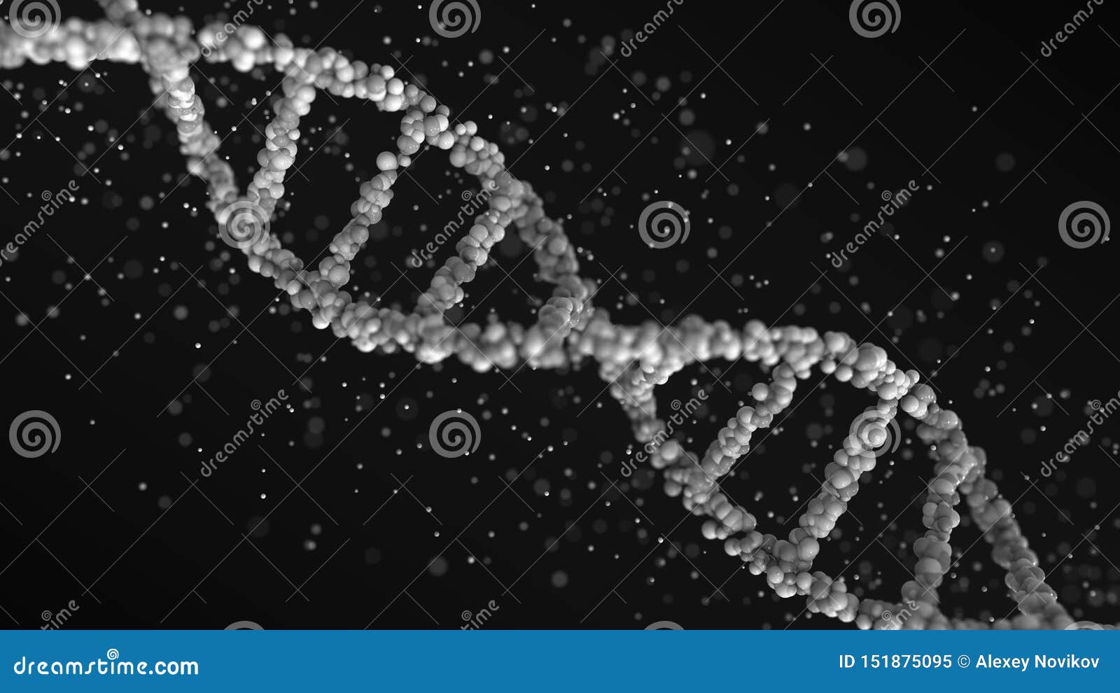 Gray DNA Molecule Model, 3D Rendering Stock Illustration - Illustration ...