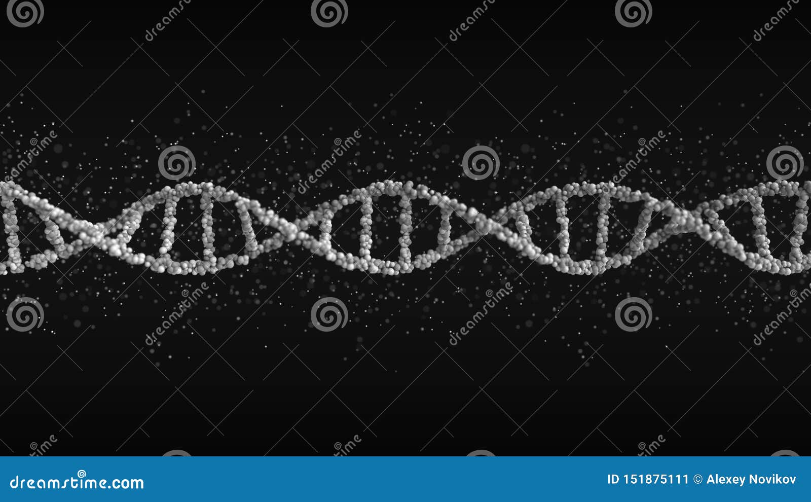 Gray DNA Molecule Model, 3D Rendering Stock Illustration - Illustration ...