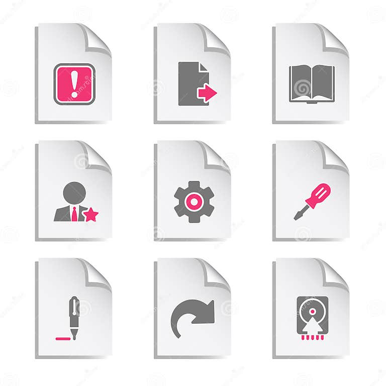 Gray document, set 6 stock vector. Illustration of icons - 6901577