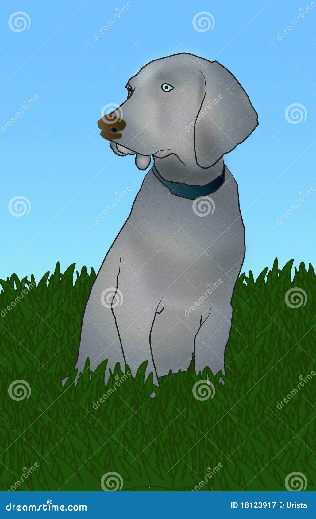 Gray Dog in Grass Illustration Stock Vector - Illustration of hunt ...