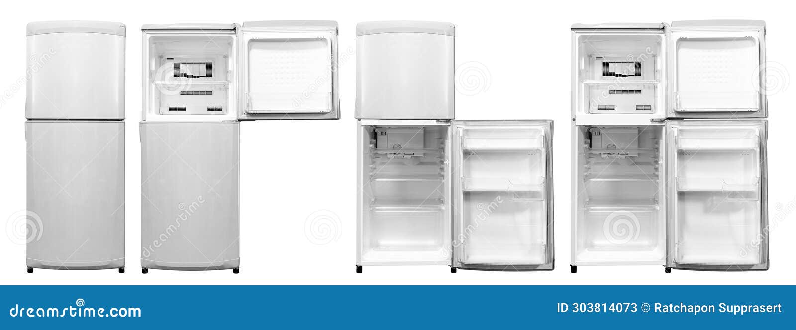 Gray 2 Door Refrigerator Open And Close Door Collection Set Isolated On ...