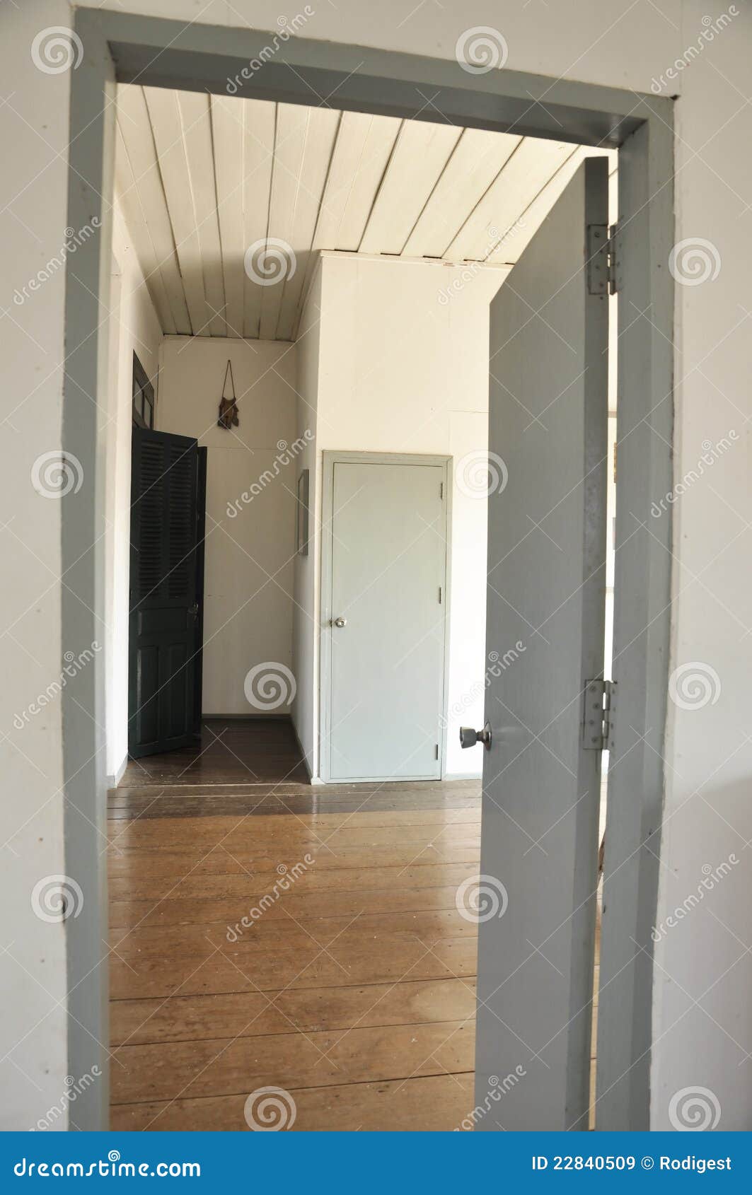 Gray Door Room Open Inside Home Stock Image - Image of inside ...