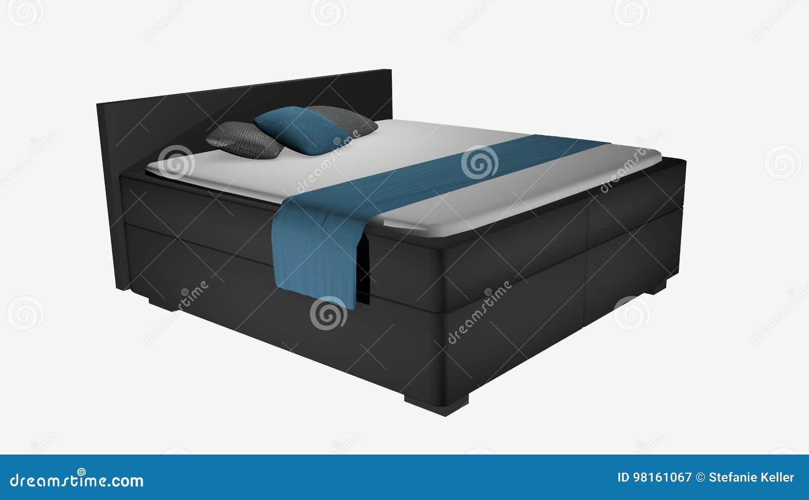 Gray Double Bed in Side View Stock Illustration - Illustration of ...