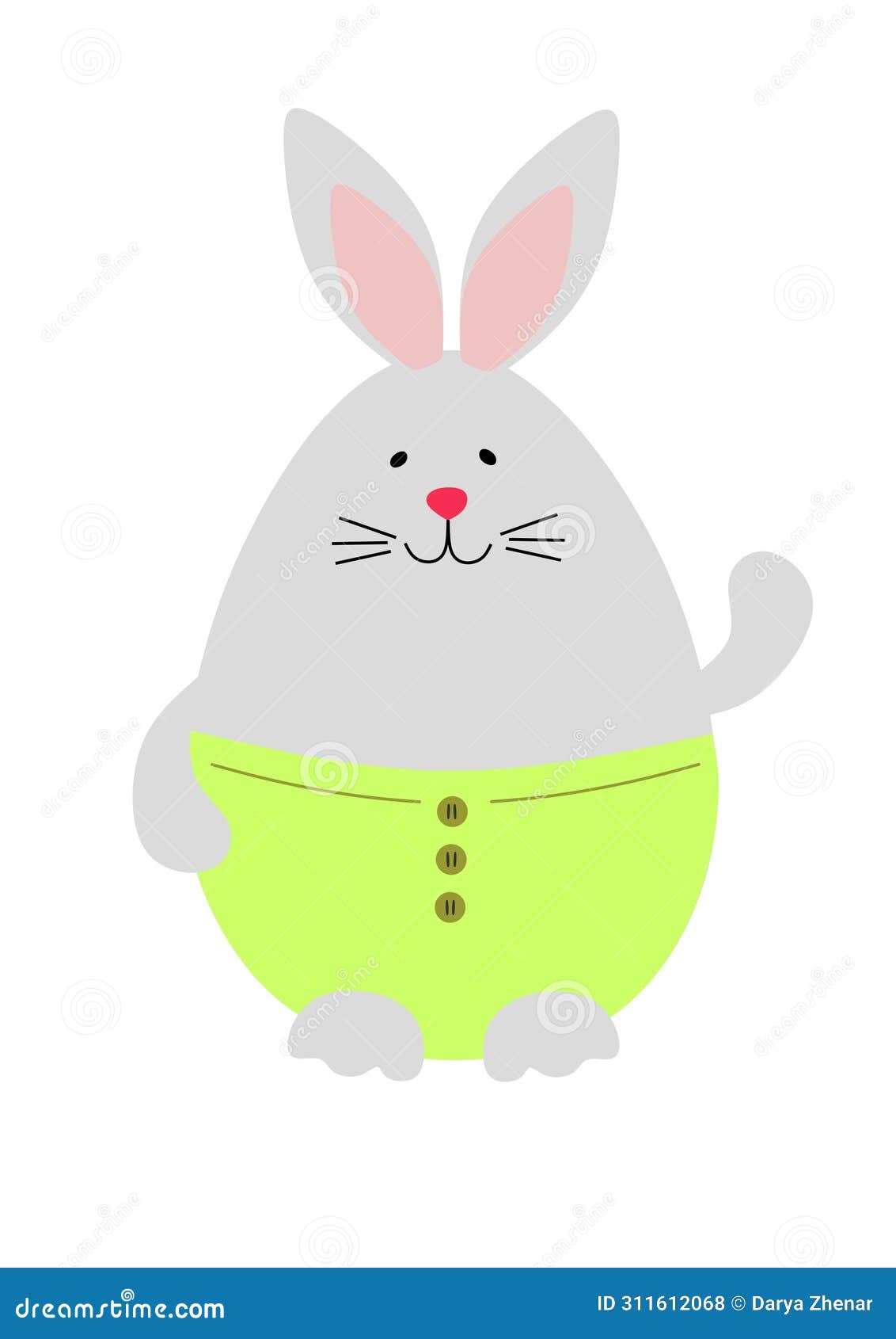 Gray Easter Bunny in Light Green Pants Stock Vector - Illustration of ...