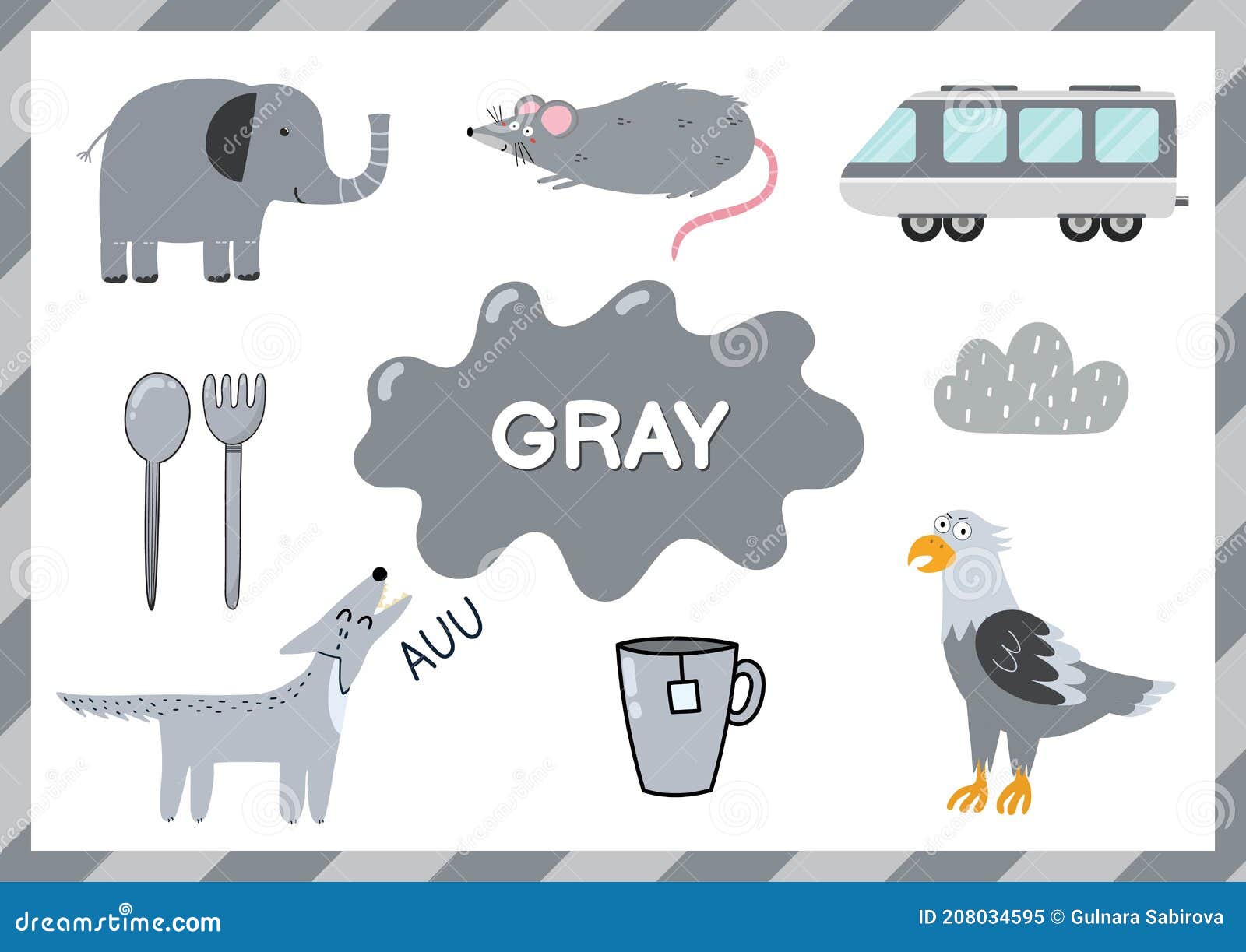 Gray. Educational Worksheet for Kids Stock Vector - Illustration of ... Gray. Educational Worksheet for Kids Stock Vector - Illustration of ...