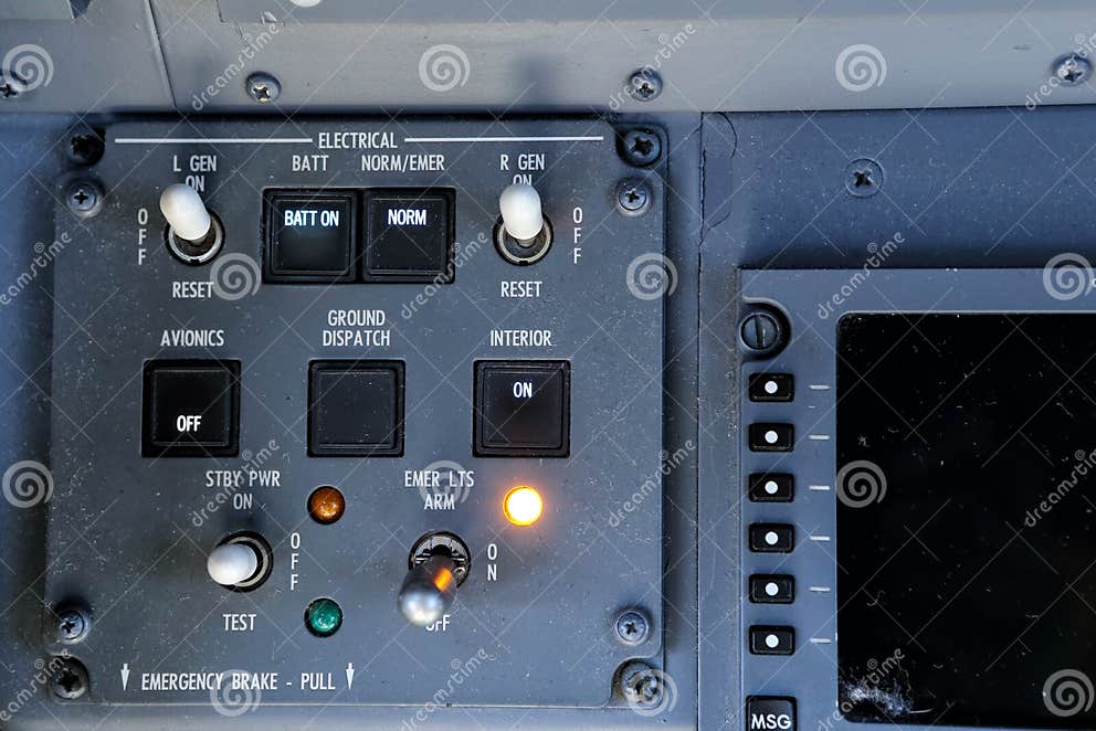 Gray Electrical Control Panel with Switches and Buttons Stock Image ...