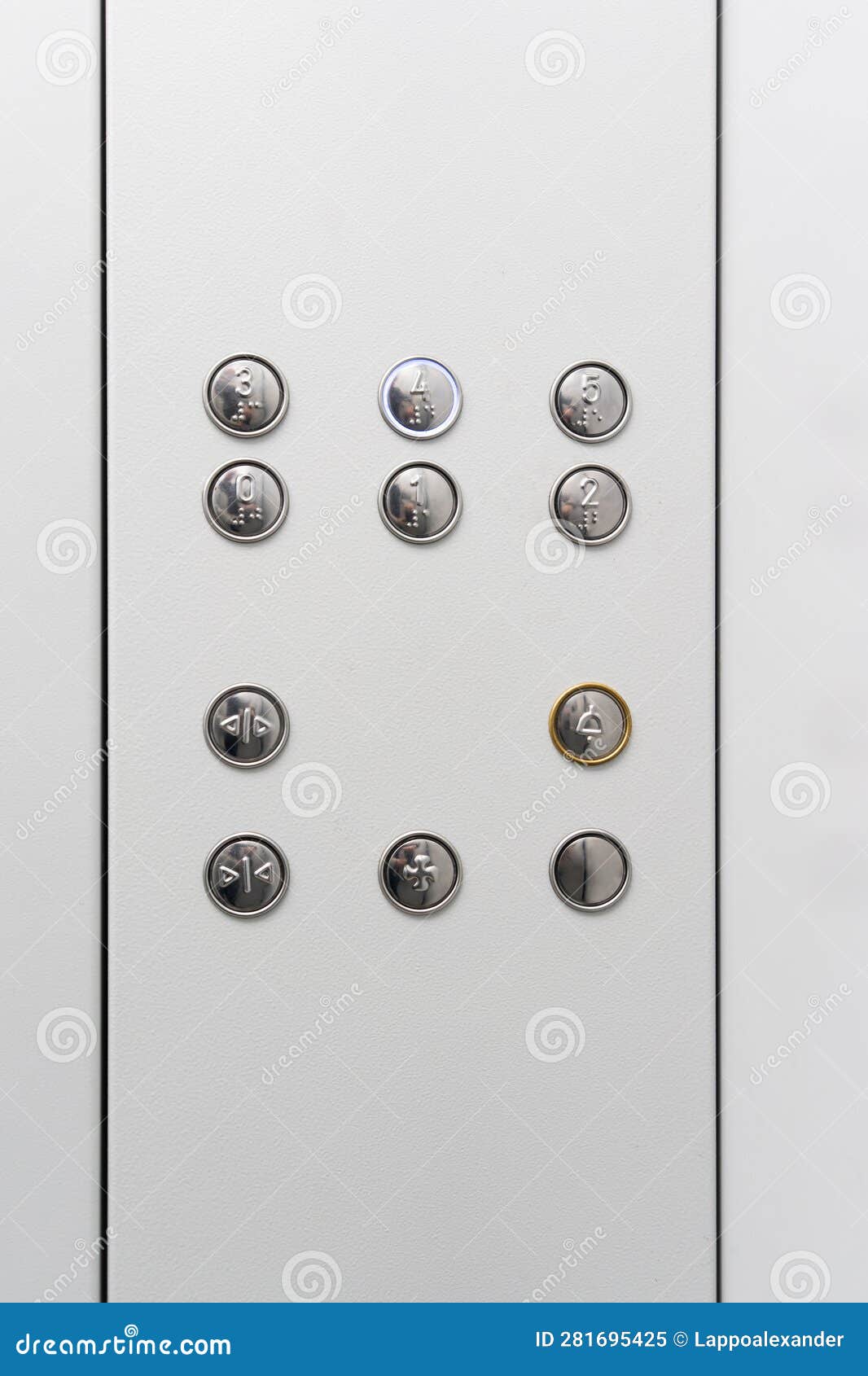 Gray Elevator Panel with Silver Buttons in a Building Stock Image ...