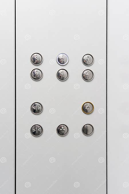 Gray Elevator Panel with Silver Buttons in a Building Stock Image ...