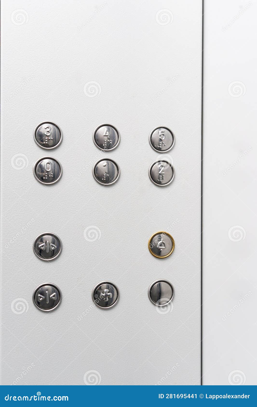 Gray Elevator Panel with Silver Buttons in a Building Stock Image ...