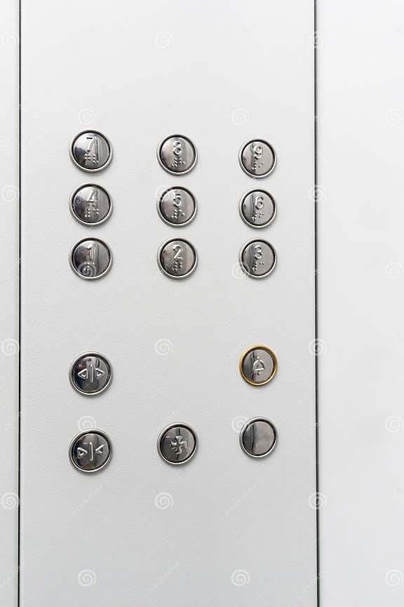 Gray Elevator Panel with Silver Buttons in a Building Stock Image ...