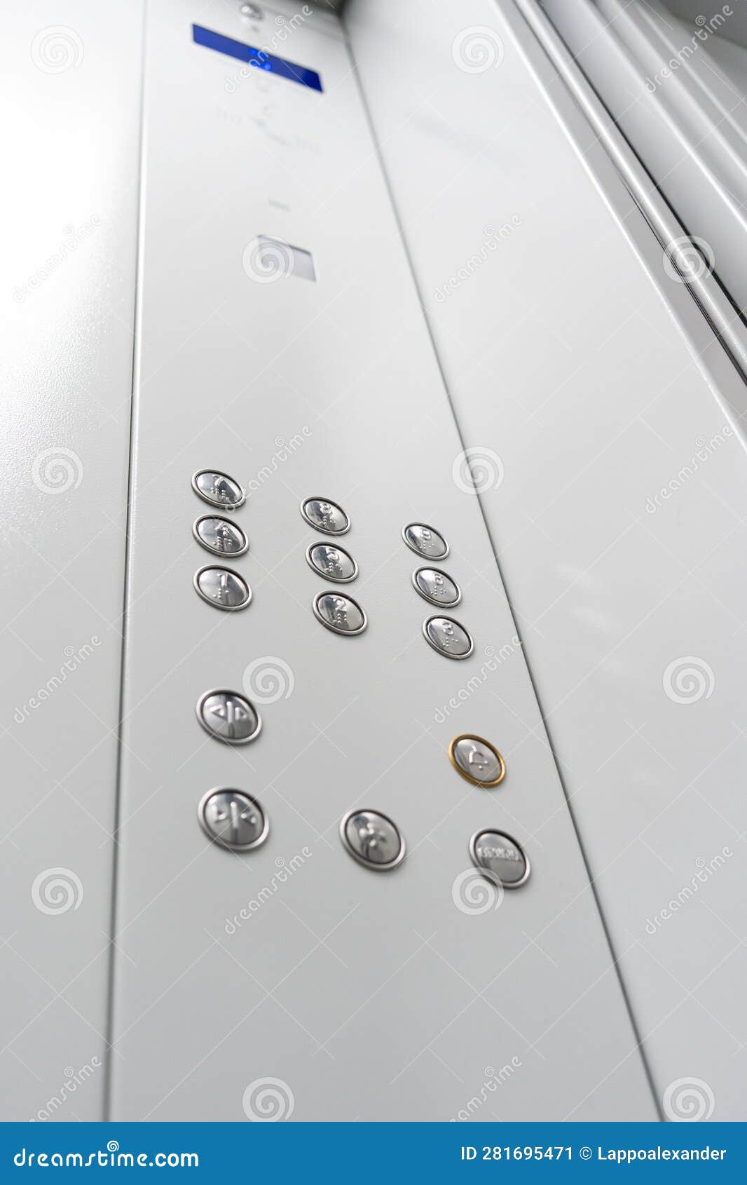 Gray Elevator Panel with Silver Buttons in a Building Stock Image ...