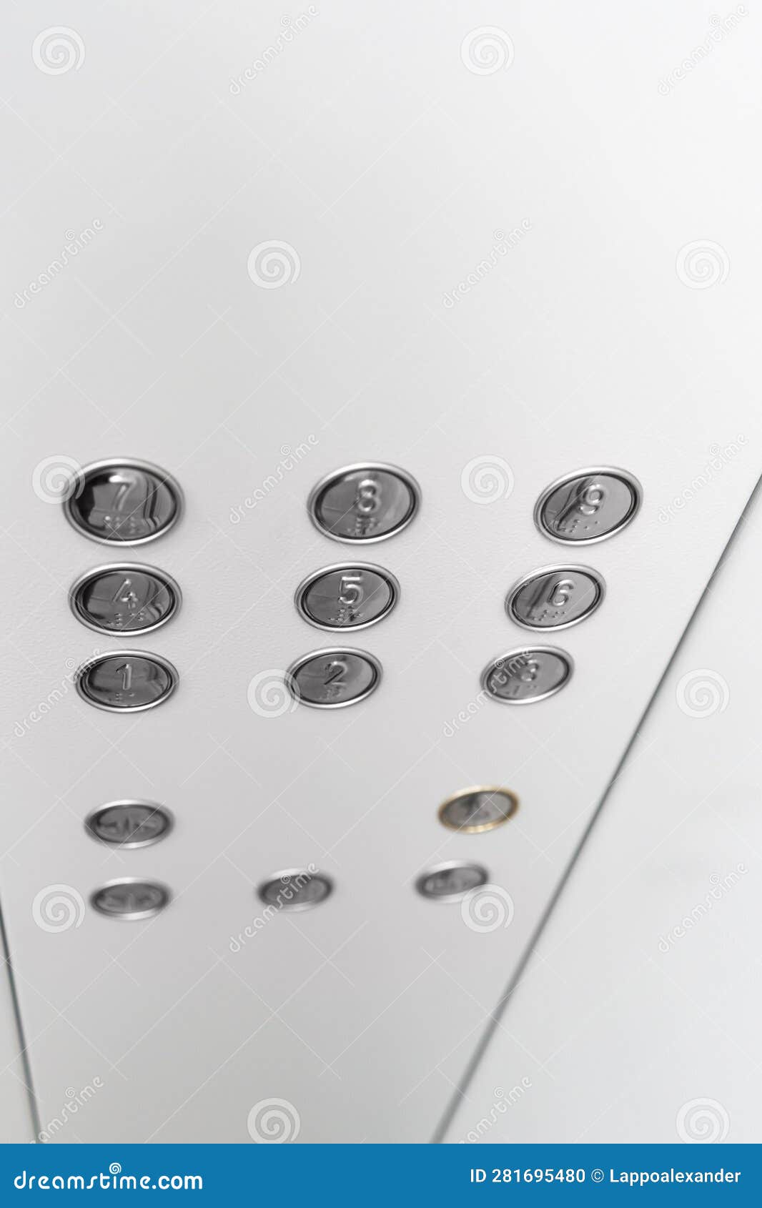 Gray Elevator Panel with Silver Buttons in a Building Stock Photo ...
