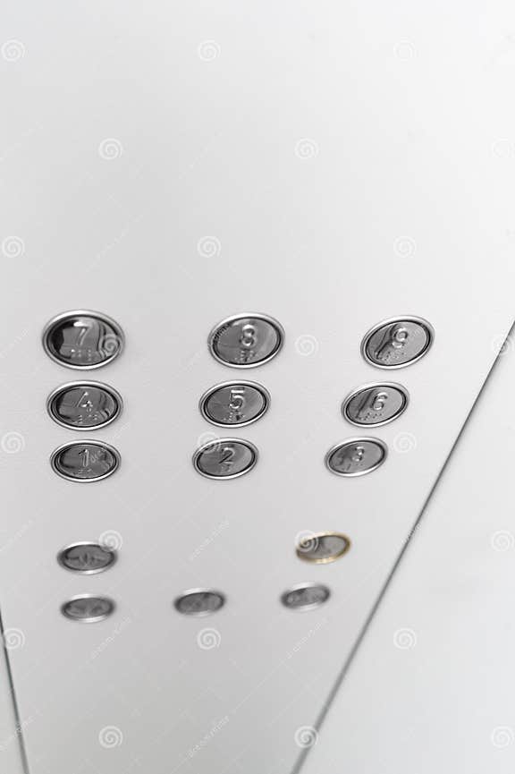 Gray Elevator Panel with Silver Buttons in a Building Stock Photo ...
