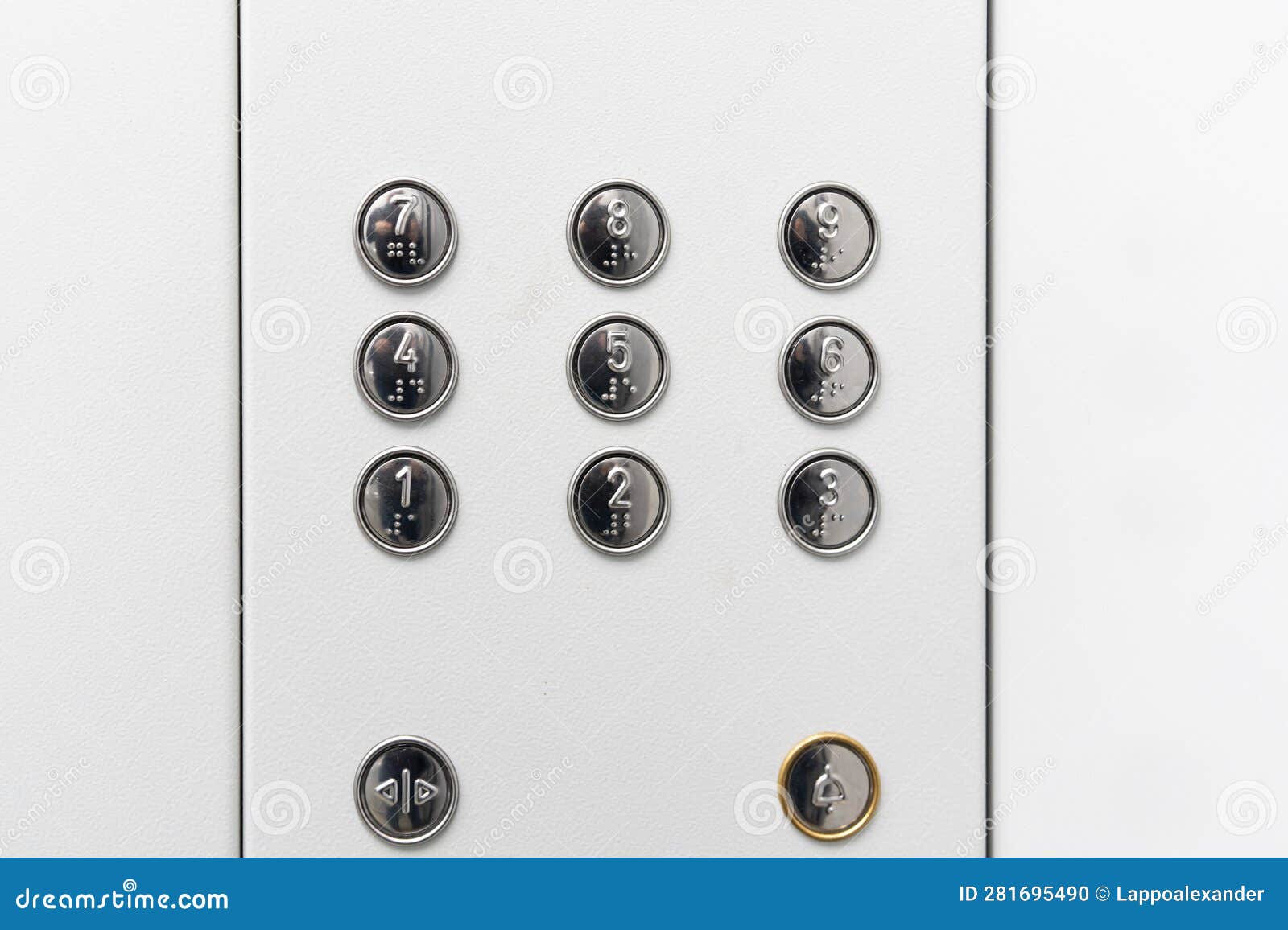 Gray Elevator Panel with Silver Buttons in a Building Stock Photo ...