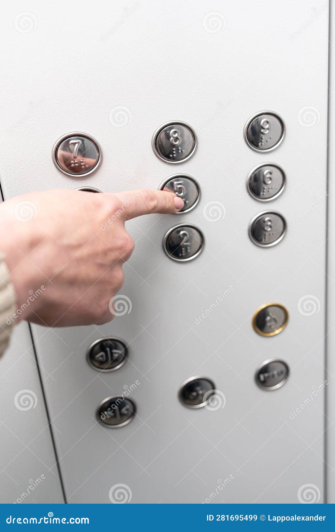 Gray Elevator Panel with Silver Buttons in a Building Stock Image ...