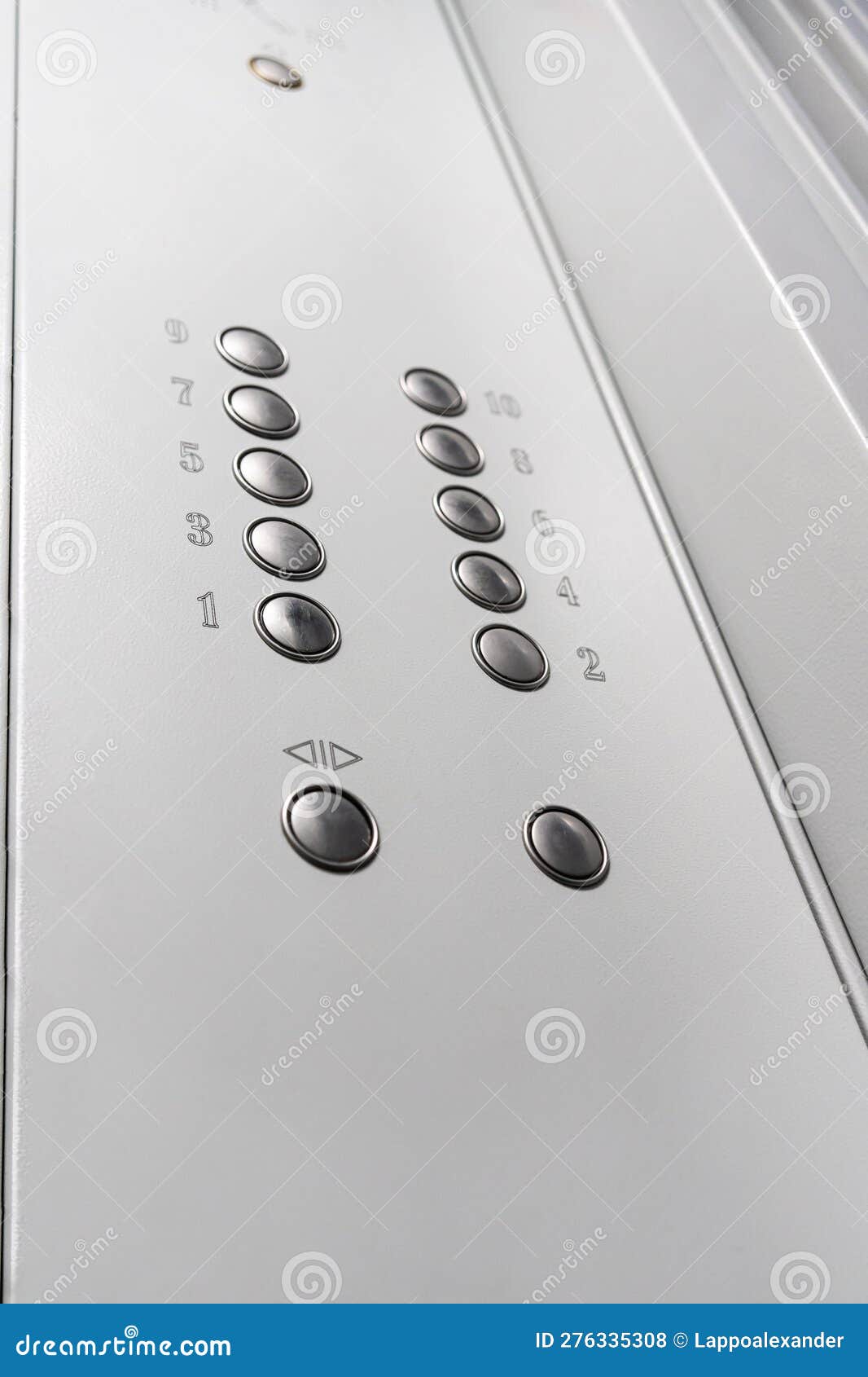 Gray Elevator Panel with Silver Buttons in a Ten-story Building Stock ...