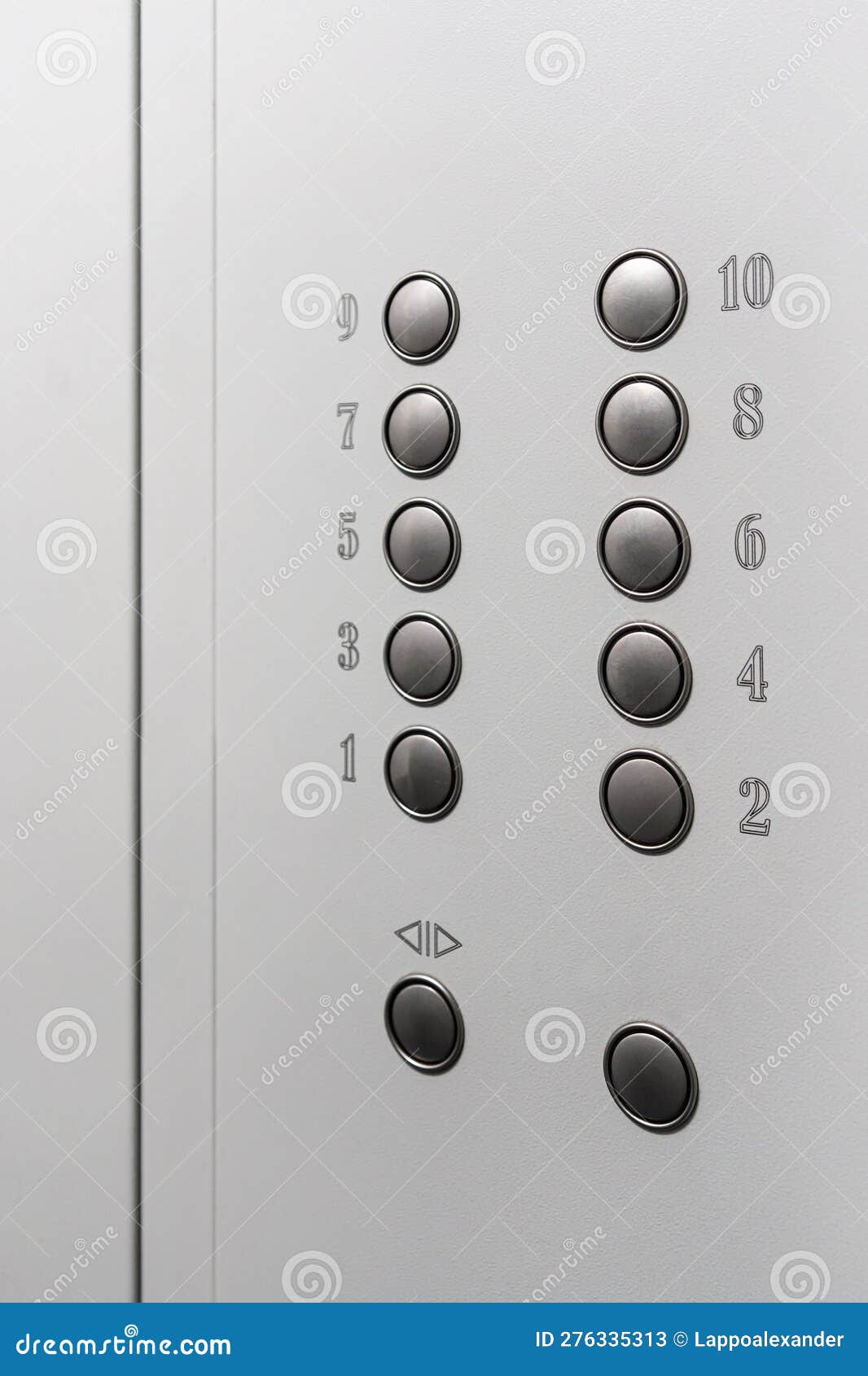 Gray Elevator Panel with Silver Buttons in a Ten-story Building Stock ...